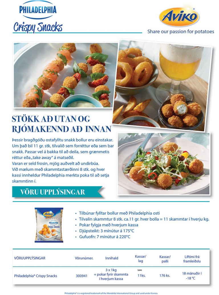 Nýtt – AVIKO Crispy Snacks með Philadelphia osti – Veitingageirinn.is ...